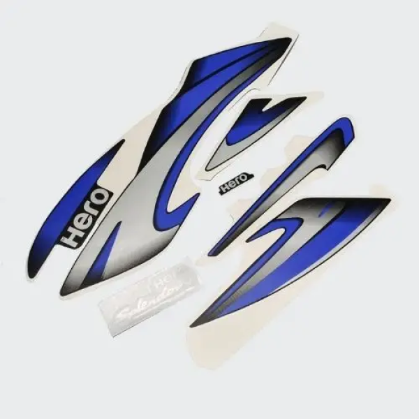 Stckr Set Hero Splendor Plus N/m [blk Tank-blue] - Indian Bikes Spares
