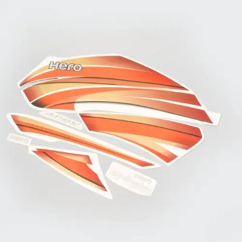 Stckr Set Hero Splendor Pro [red Tank-orng] - Indian Bikes Spares