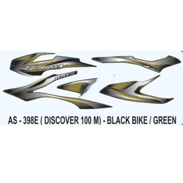 Graphics Sticker Set For Bajaj Discover 100m | Black Vehicle | Green ...