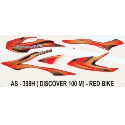 Graphics Sticker Set For Bajaj Discover 100m | Red Vehicle | Both Sides ...