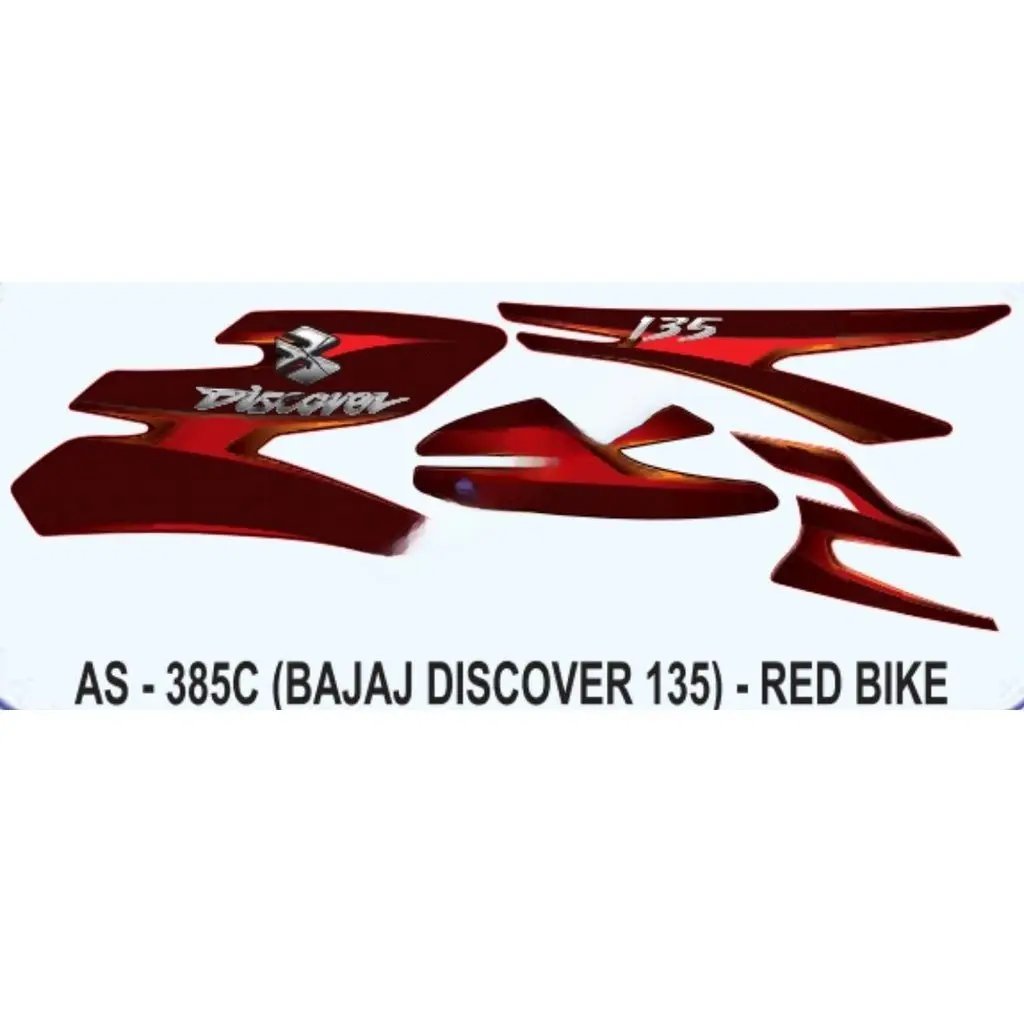 Graphics Sticker Set For Bajaj Discover 135 | Red Vehicle | Both Sides ...