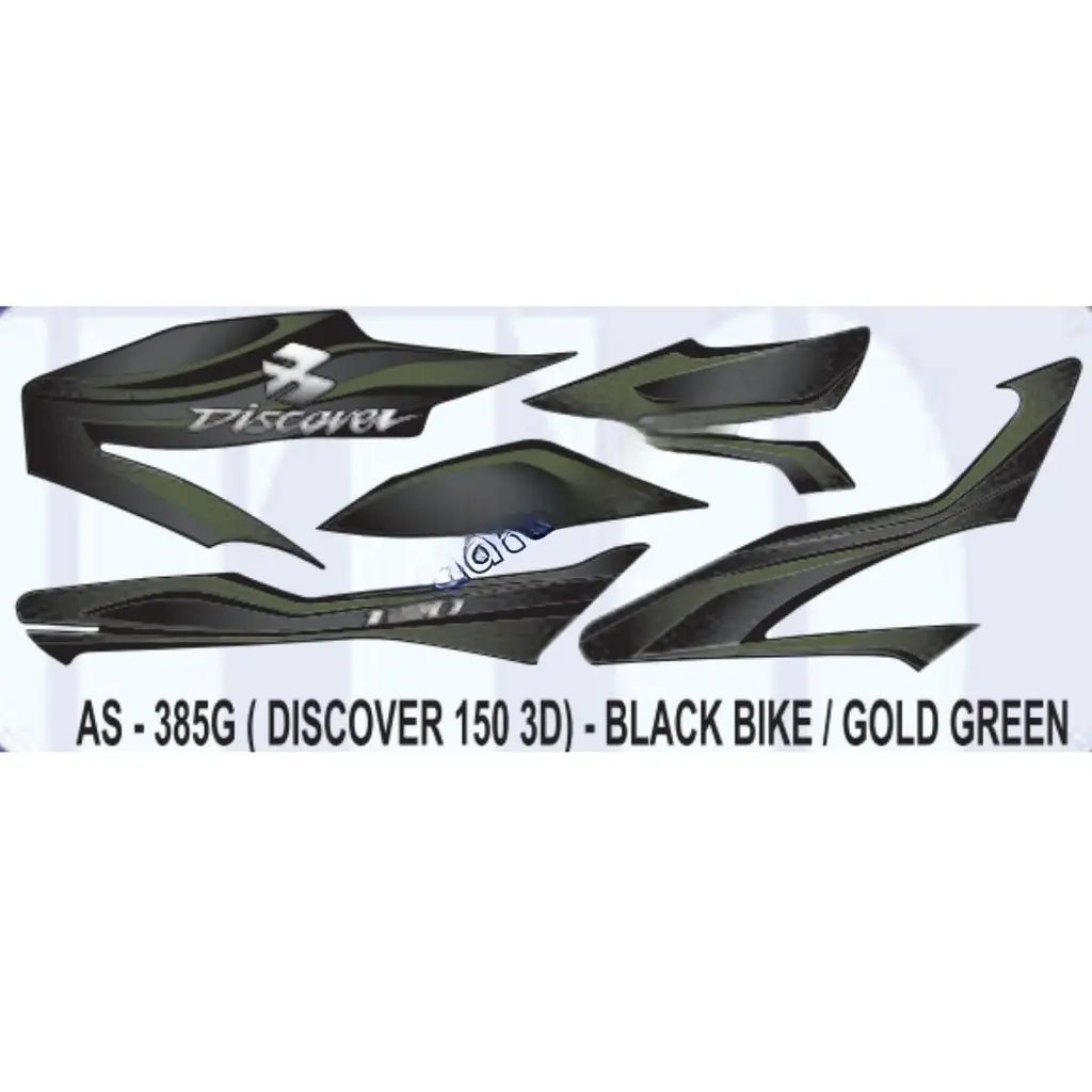 Graphics Sticker Set For Bajaj Discover 150 | 3d | Black Vehicle | Gold ...