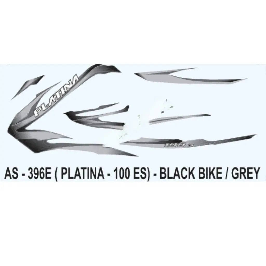 Graphics Sticker Set For Bajaj Platina 100 Es | Black Vehicle | Grey ...