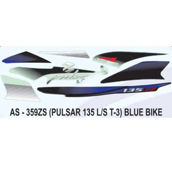 Graphics Sticker Set for Bajaj Pulsar 135 LS | Type 3 | Blue Vehicle ...
