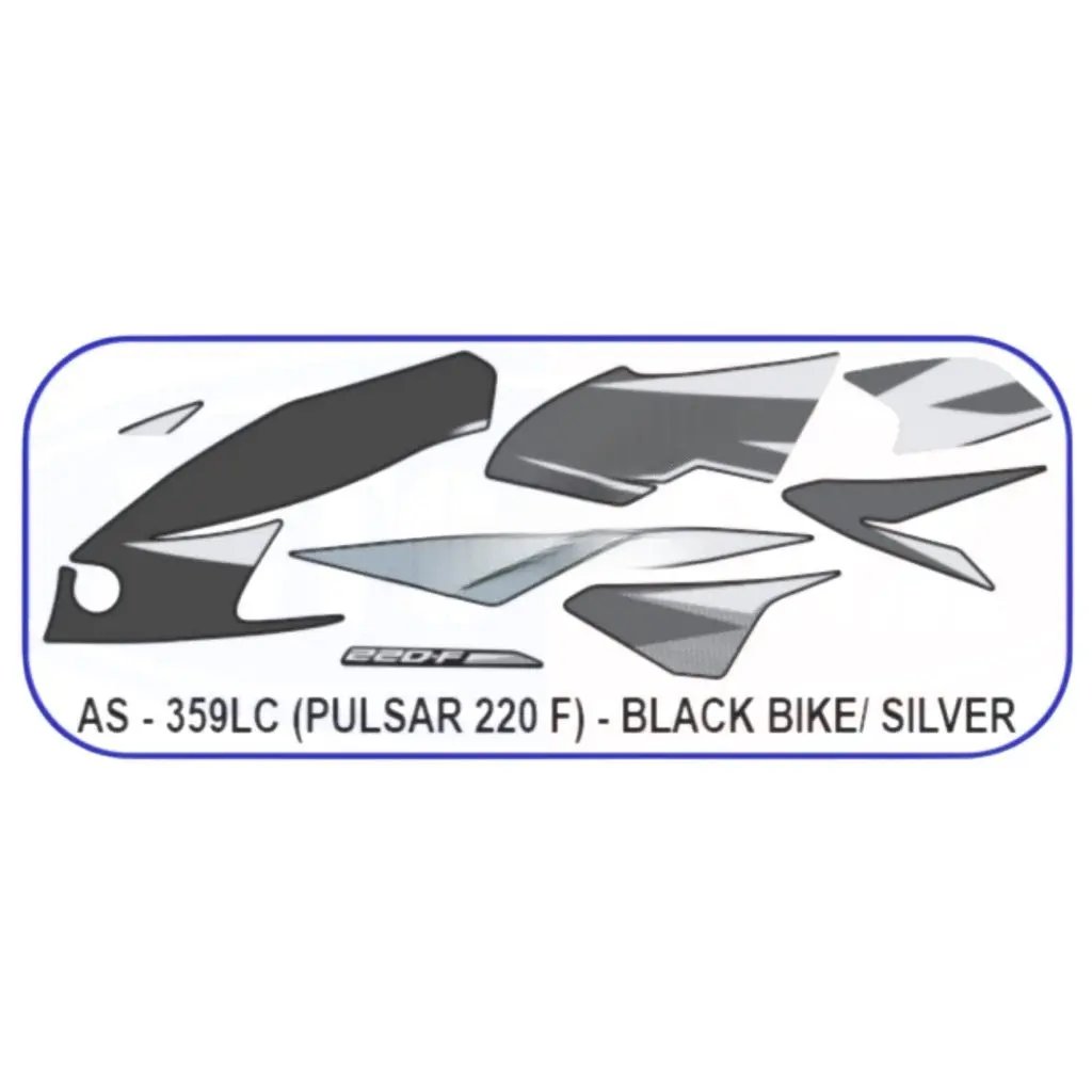 Graphics Sticker Set For Bajaj Pulsar 220 F | Black Vehicle | Silver ...