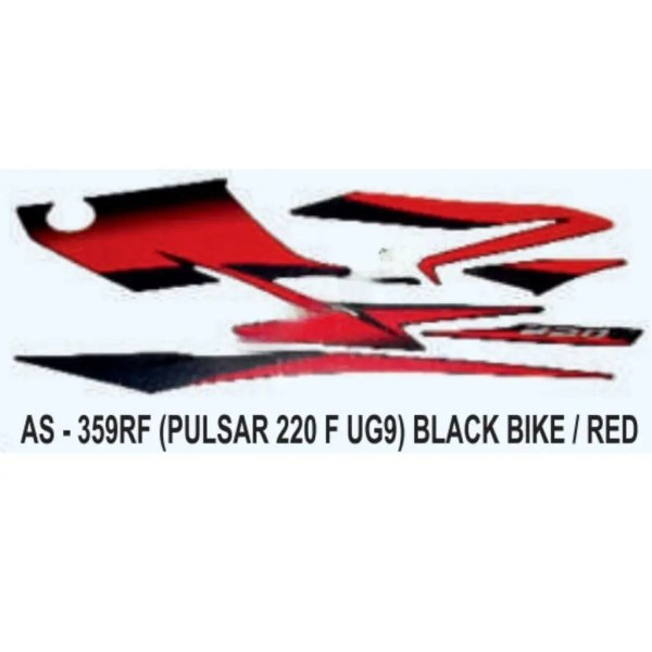 Graphics Sticker Set For Bajaj Pulsar 220 F Ug9 | Black Vehicle | Red Sticker | Both Sides ...