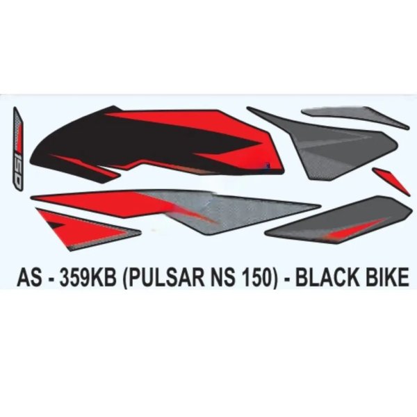 Graphics Sticker Set For Bajaj Pulsar Ns 150 | Black Vehicle | Both ...
