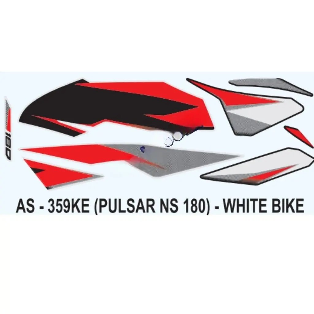 Graphics Sticker Set For Bajaj Pulsar Ns 180 | White Vehicle | Both Sides - Indian Bikes Spares