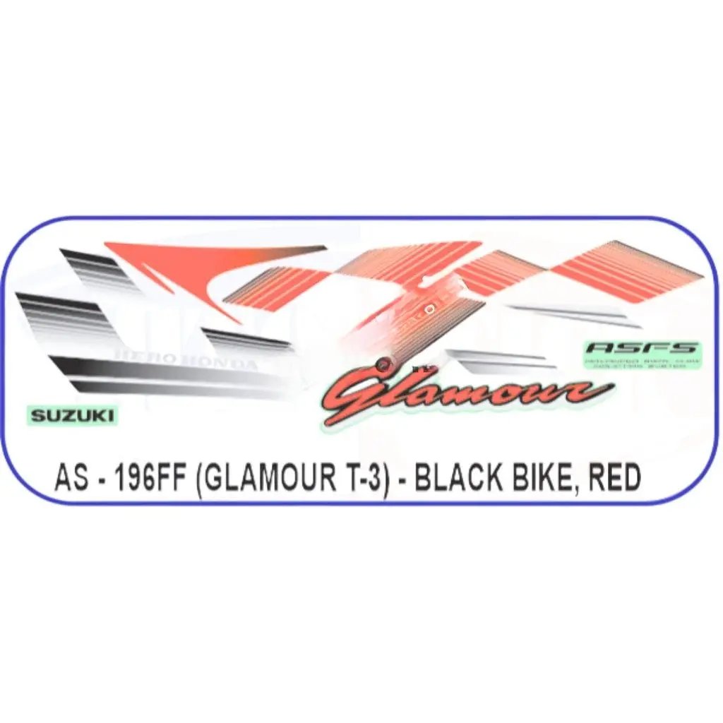 Graphics Sticker Set For Hero Glamour | Type 3 | Asfs | Black Vehicle ...