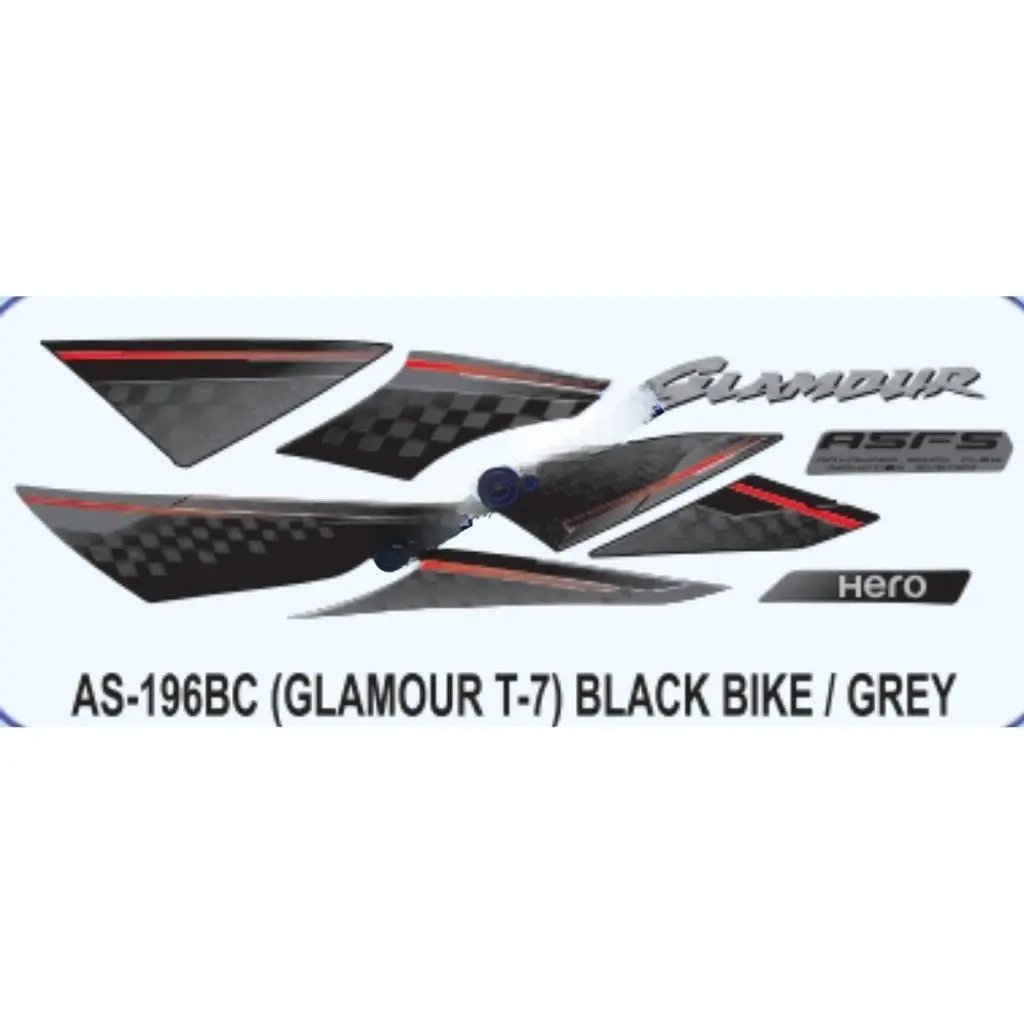 Graphics Sticker Set For Hero Glamour | Type 7 | Asfs | Black Vehicle ...