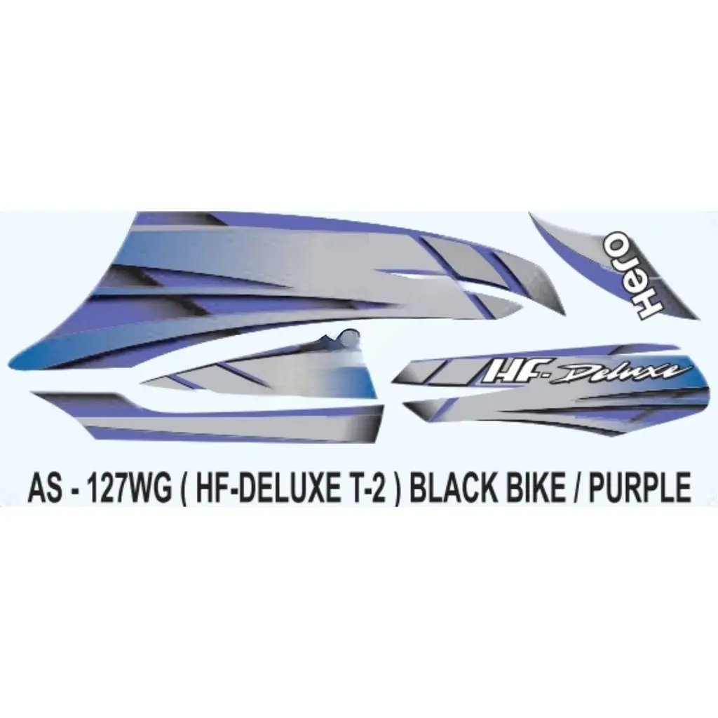 Graphics Sticker Set For Hero Hf Deluxe | Type 2 | Black Vehicle ...