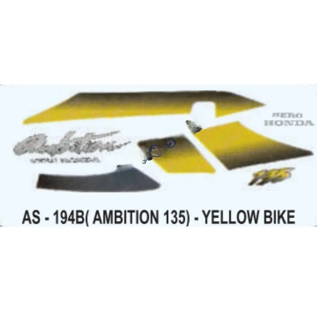 Graphics Sticker Set For Hero Honda Ambition | Yellow Vehicle | Both ...