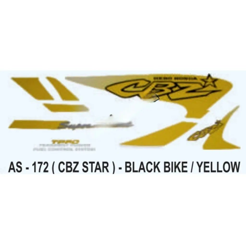 Graphics Sticker Set For Hero Honda Cbz Star | Black Vehicle | Yellow ...