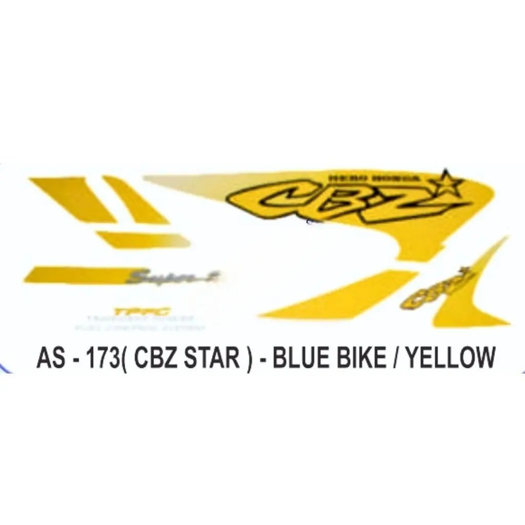 Graphics Sticker Set For Hero Honda Cbz Star | Blue Vehicle | Yellow ...