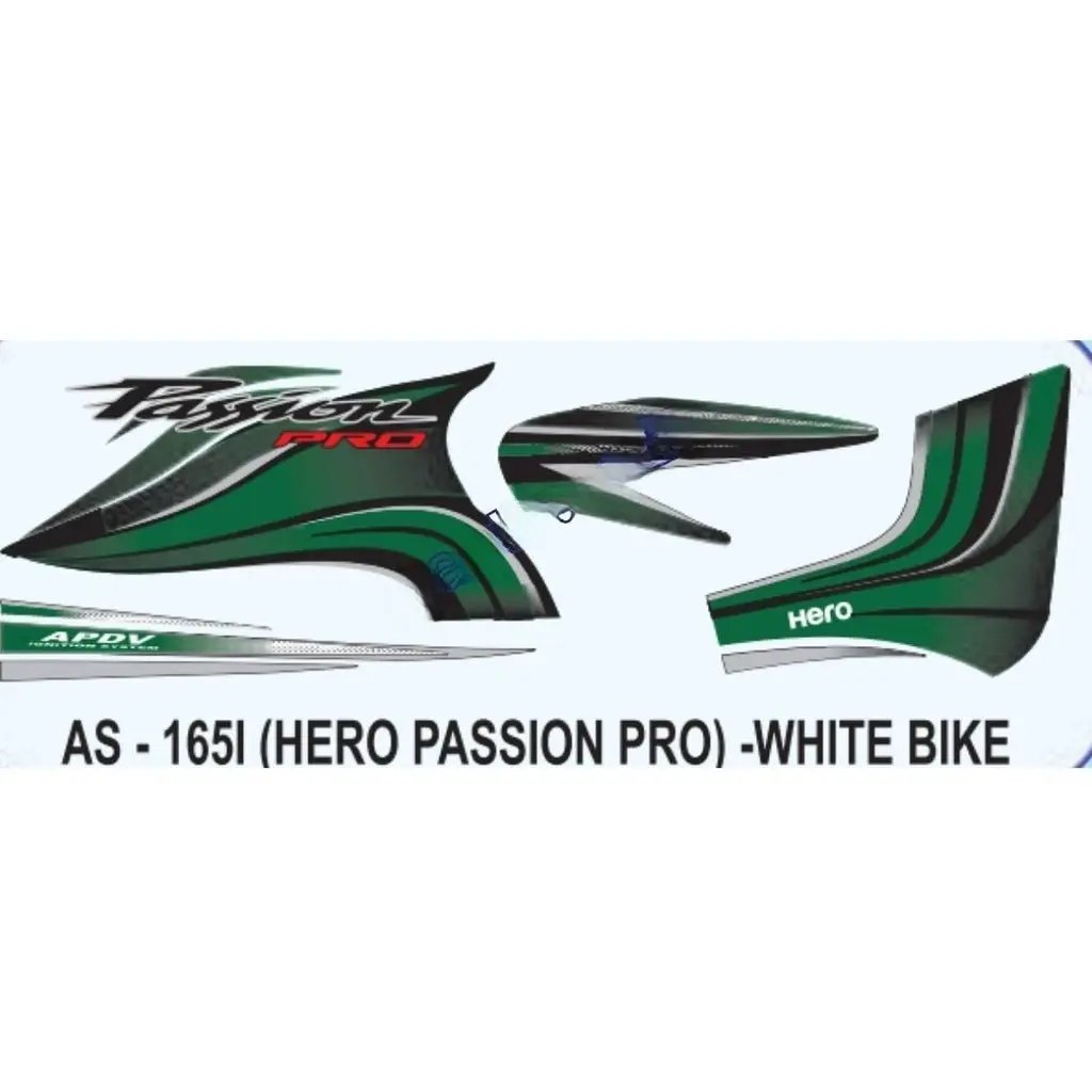 Graphics Sticker Set For Hero Passion Pro | White Vehicle | Both Sides ...