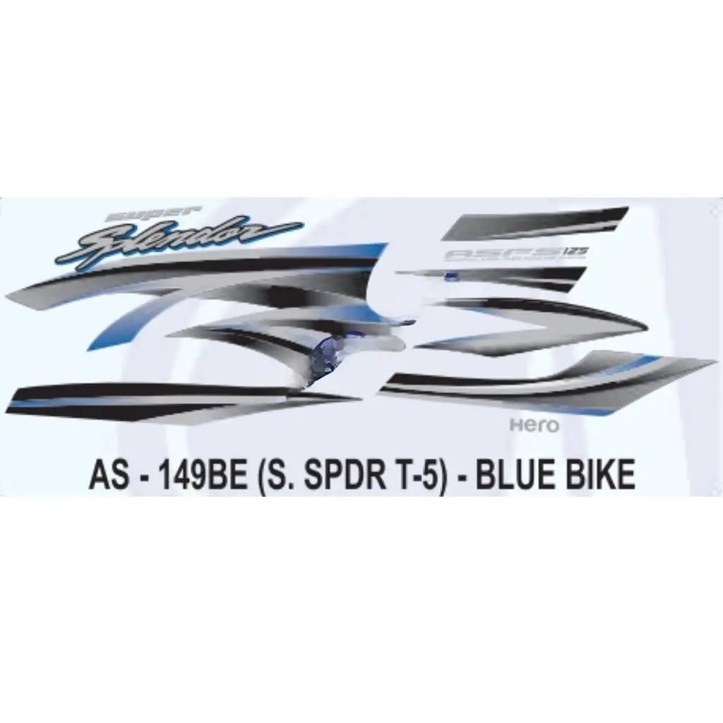 Graphics Sticker Set For Hero Super Splendor 125 | Type 5 | Blue ...