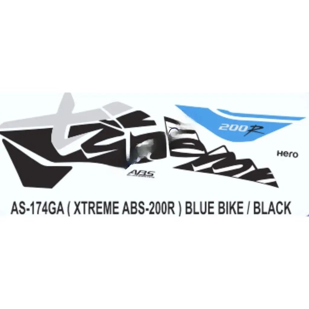 Graphics Sticker Set For Hero Xtreme 200r | Abs | Blue Vehicle | Black ...