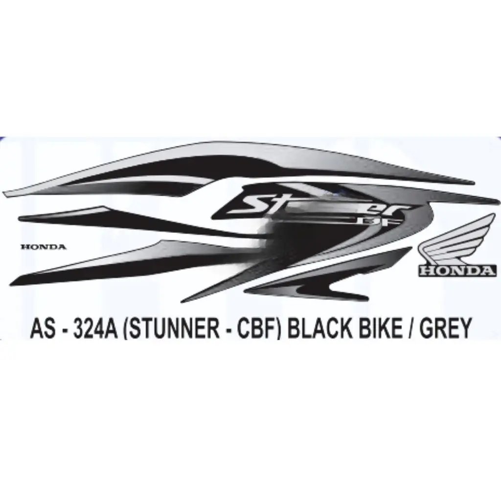 Graphics Sticker Set For Honda Cbf Stunner | Black Vehicle | Grey ...