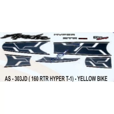 Graphics Sticker Set For Tvs Apache Rtr 160 | Hyper Edgetype 1 | Yellow ...