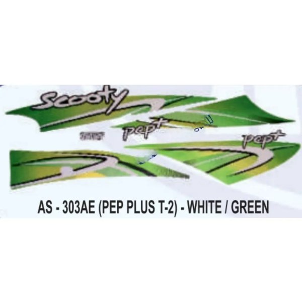 Graphics Sticker Set For Tvs Scooty Pep Plus | Type 2 | White | Green ...