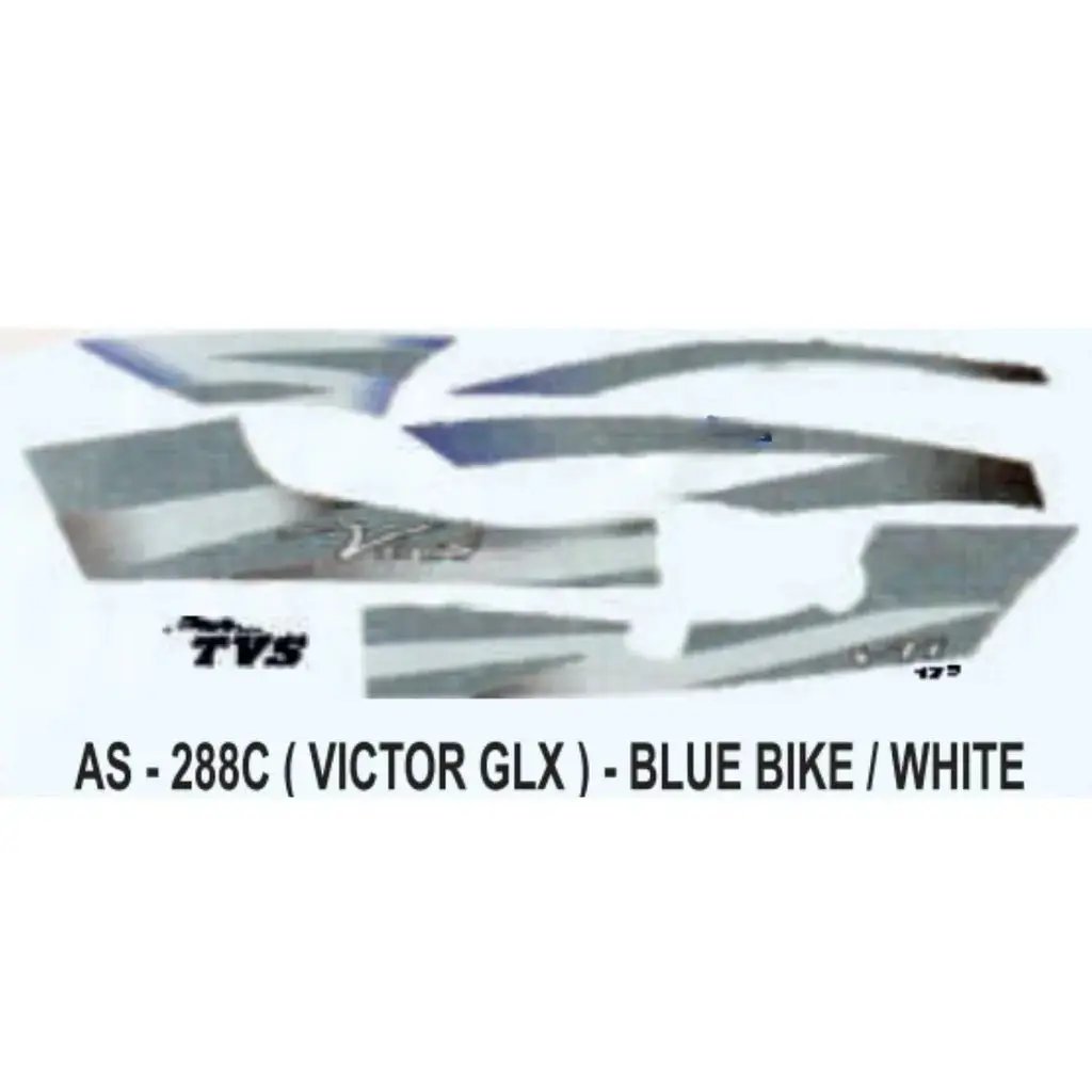Graphics Sticker Set For Tvs Victor Glx | Blue Vehicle | White Sticker ...