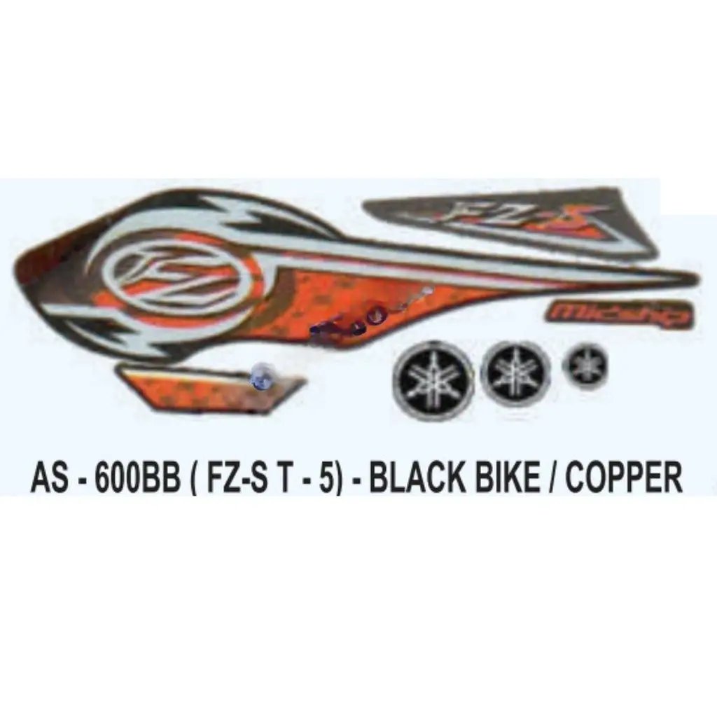 Graphics Sticker Set For Yamaha Fz-s | Type 5 | Black Vehicle | Copper ...