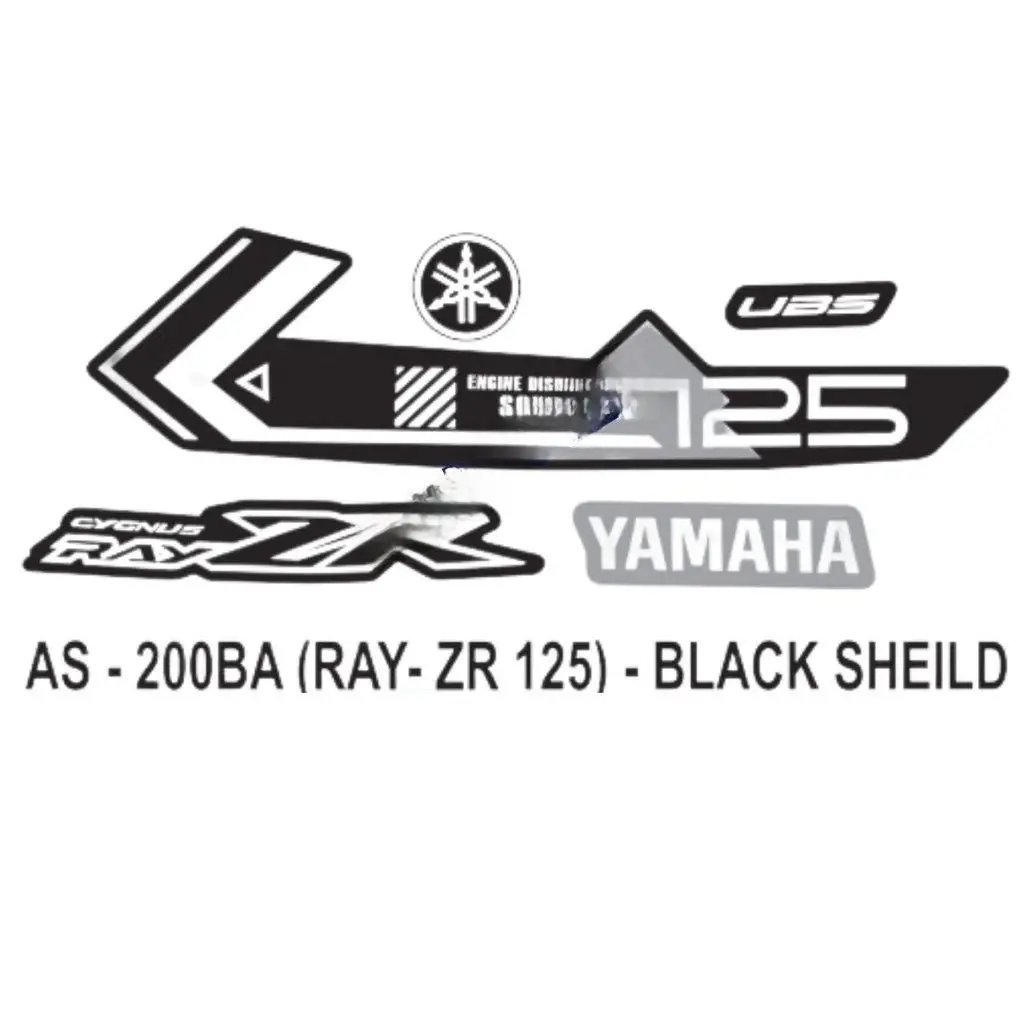 Graphics Sticker Set For Yamaha Ray Zr 125 | Black Sticker | Both Sides ...